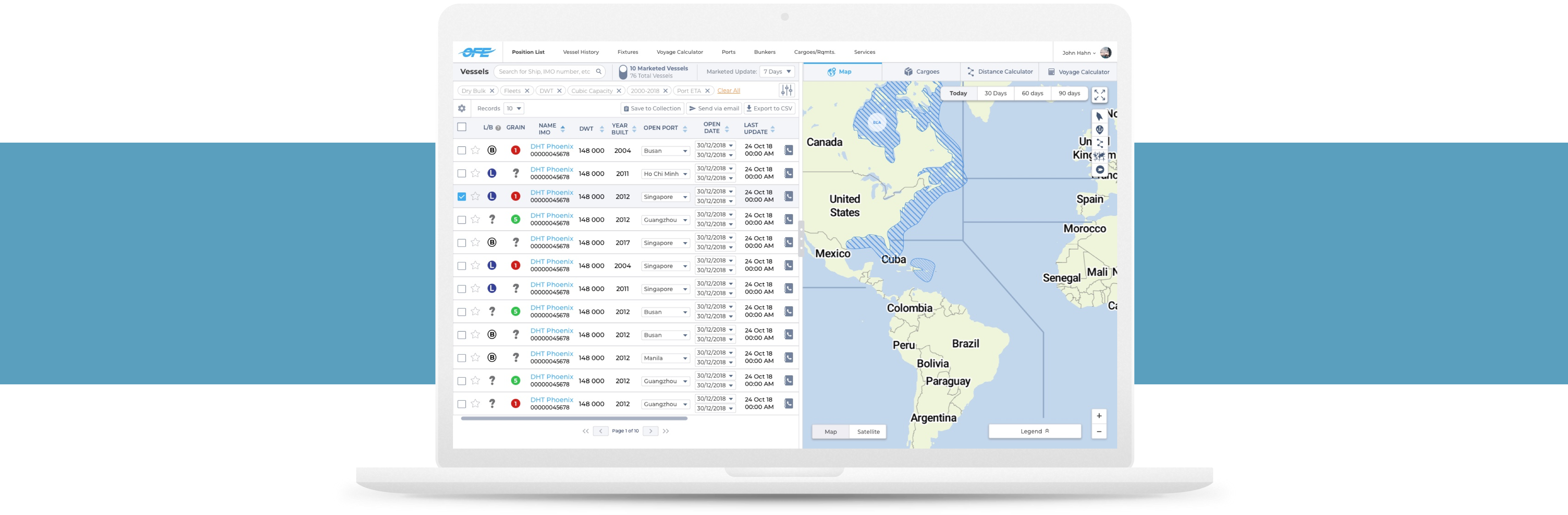 Ocean Freight Exchange - Tracked shipping