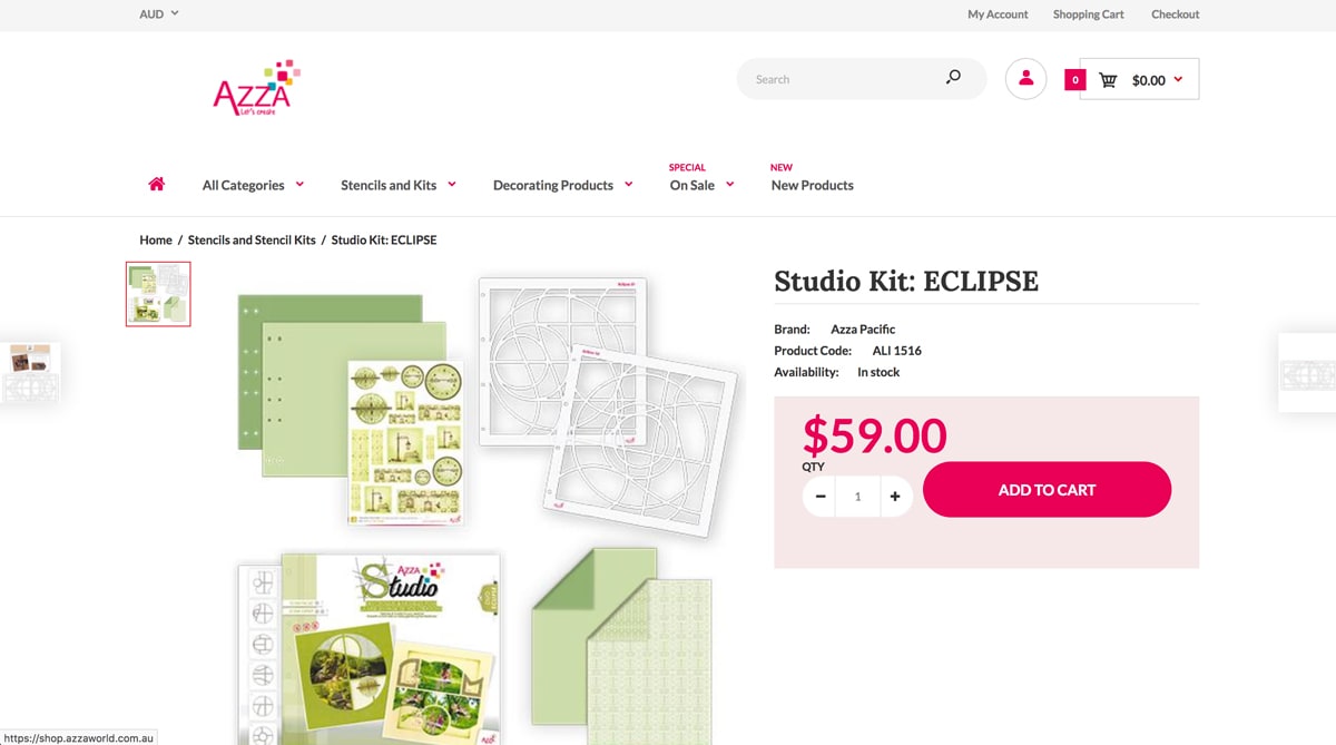 AZZA Pacific Scrapbooking - eCommerce Web Design | Wakeford Digital