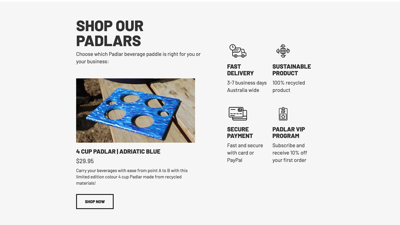Padlar Beverage Paddles - eCommerce Web Design | Wakeford Digital