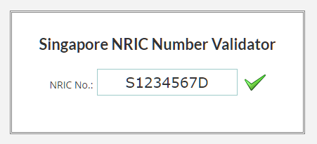 Singapore NRIC Validator by samliew