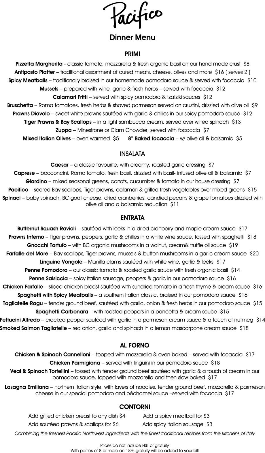 Pacifico Pizzeria & Ristorante