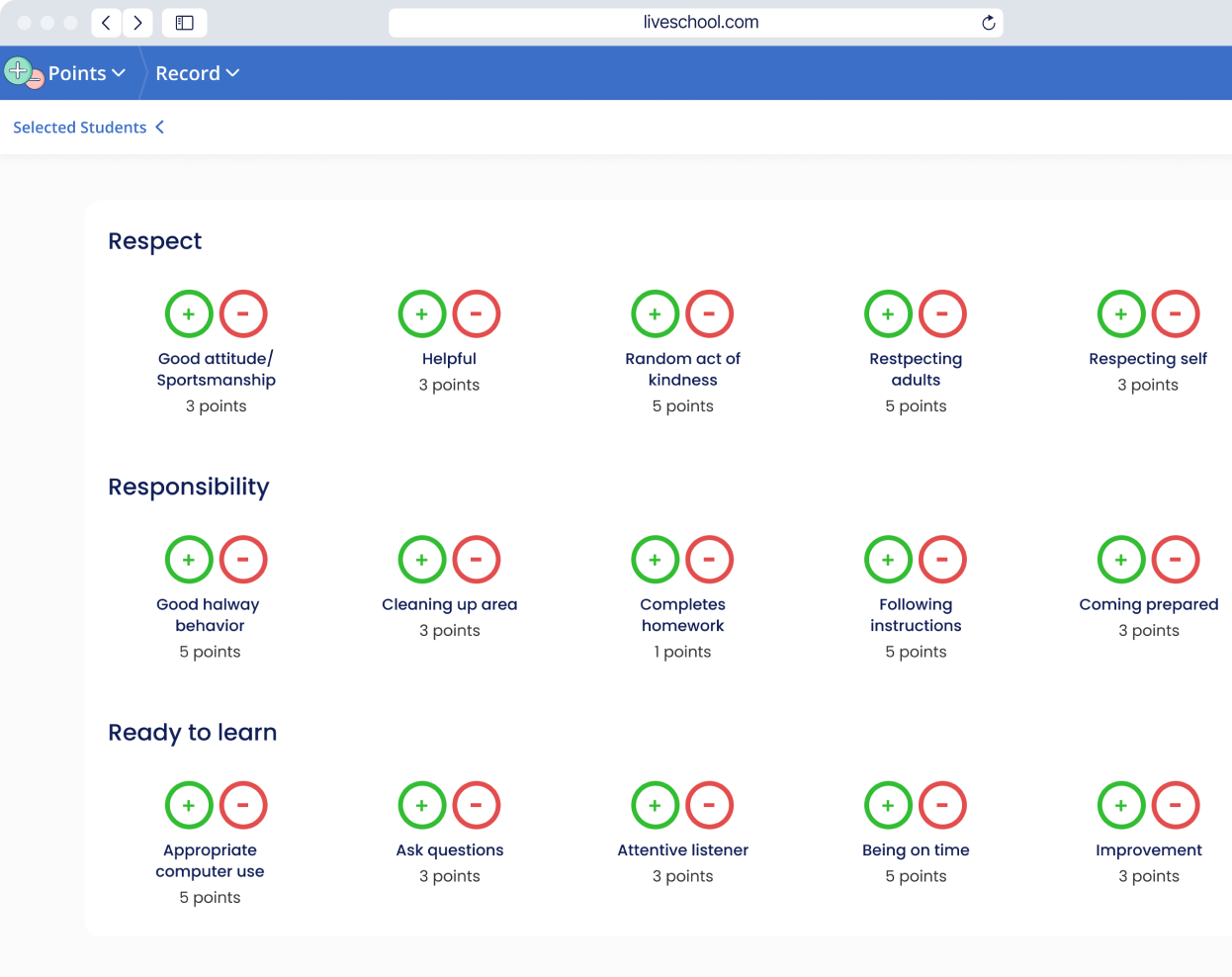 School Points Tracking | LiveSchool