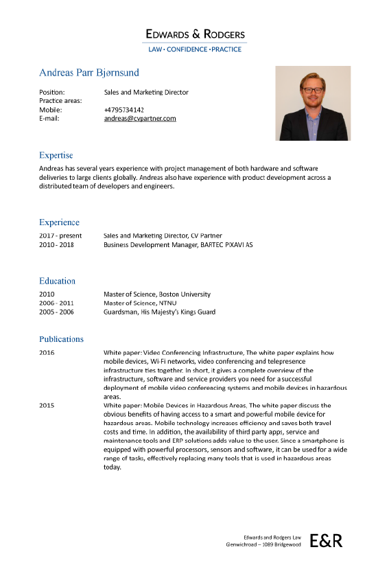 Examples of custom, bid and proposal specific CV templates