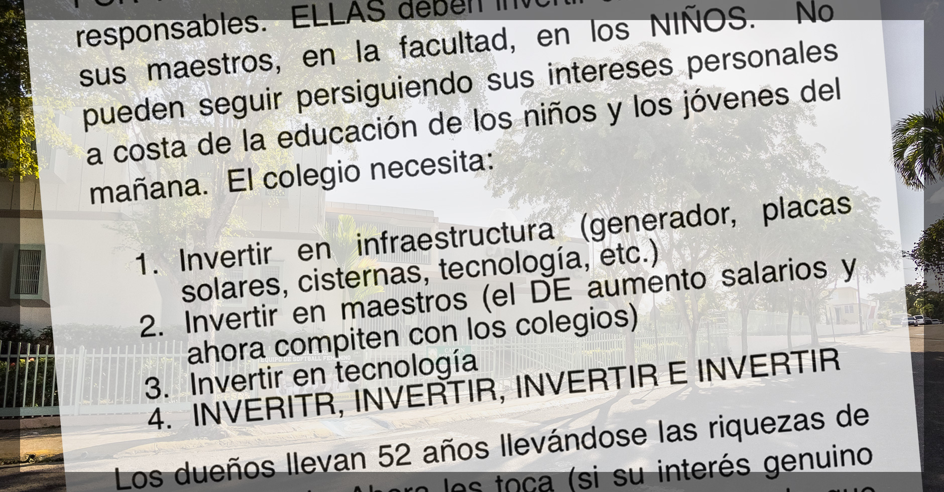 Padre envía carta abierta a Carvin School