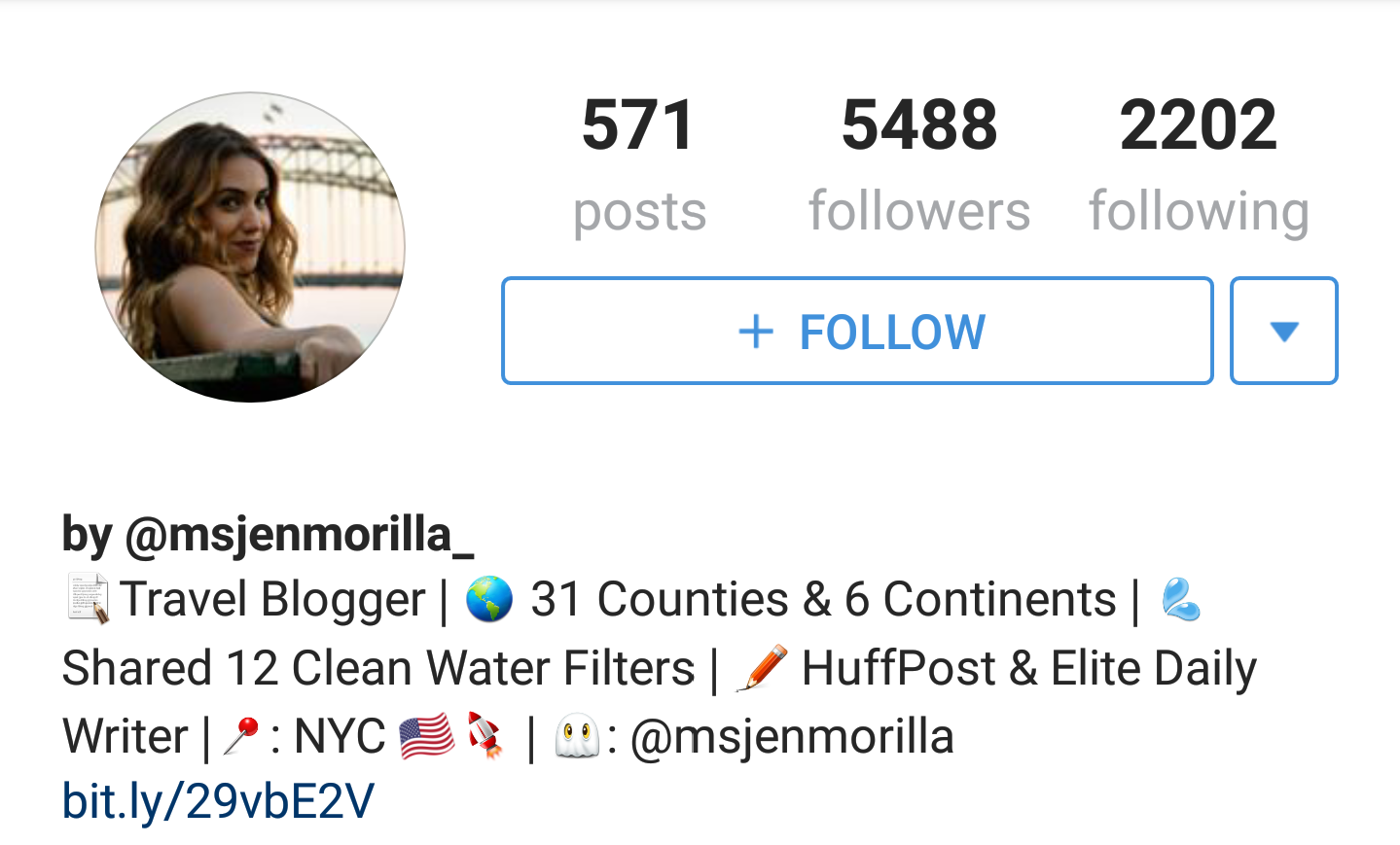 Instagram profile of the travel photographer Jen Morilla, the social ...