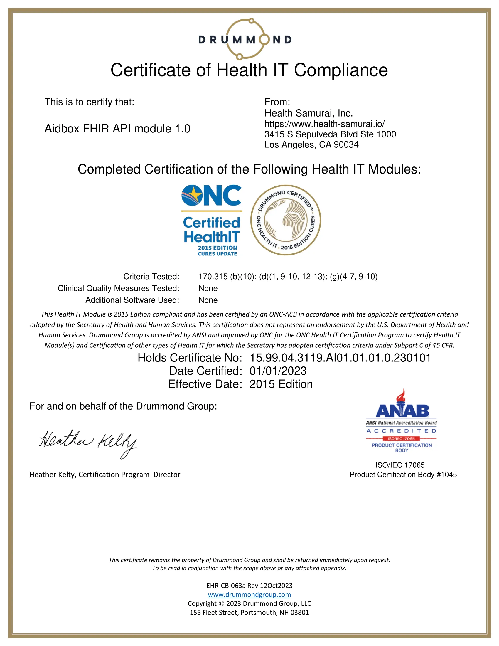 Aidbox ONC-certified API tools for EHRs