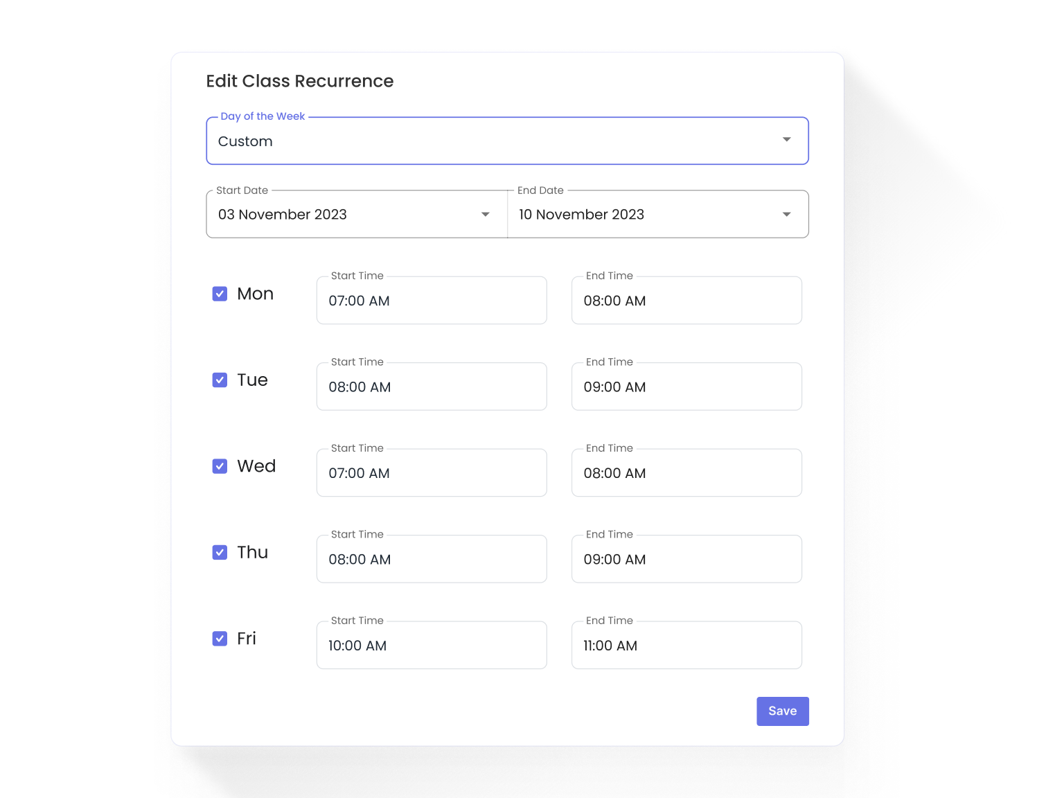 Create Flexible Weekly Schedules for Classes | Omnify Update