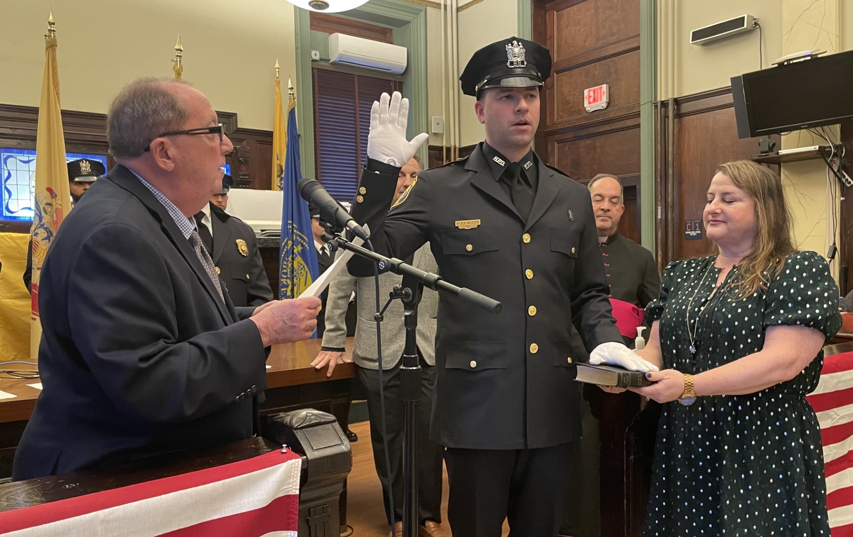Five new Hoboken Police Officers take the oath of office at a swearing ...