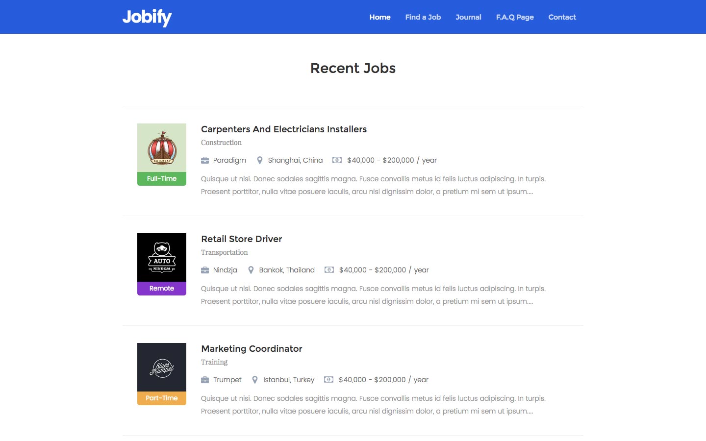Jobify - Job Portal HTML5 Responsive Website Template