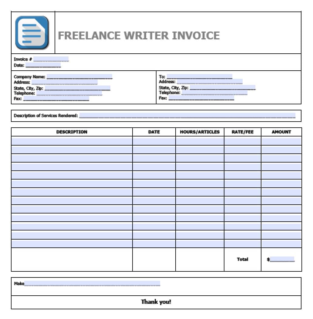 Free Freelance Writing Invoice Template Edit Download Bonsai