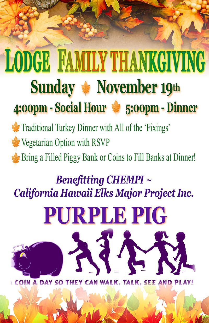 Purple Pig Fundraiser & Thanksgiving Dinner 2023