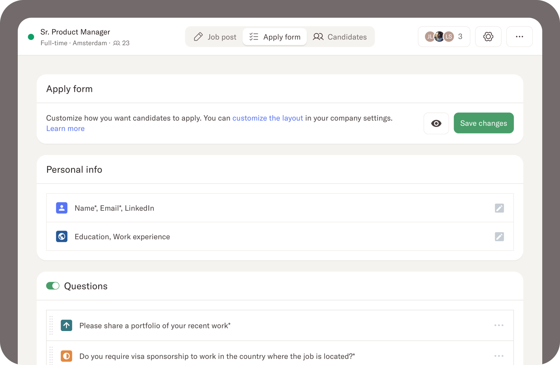 Application forms for organized hiring | Homerun