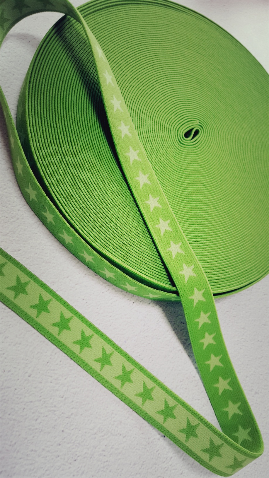 20mm wide Double Sided Stars Waistband Elastic in Greens