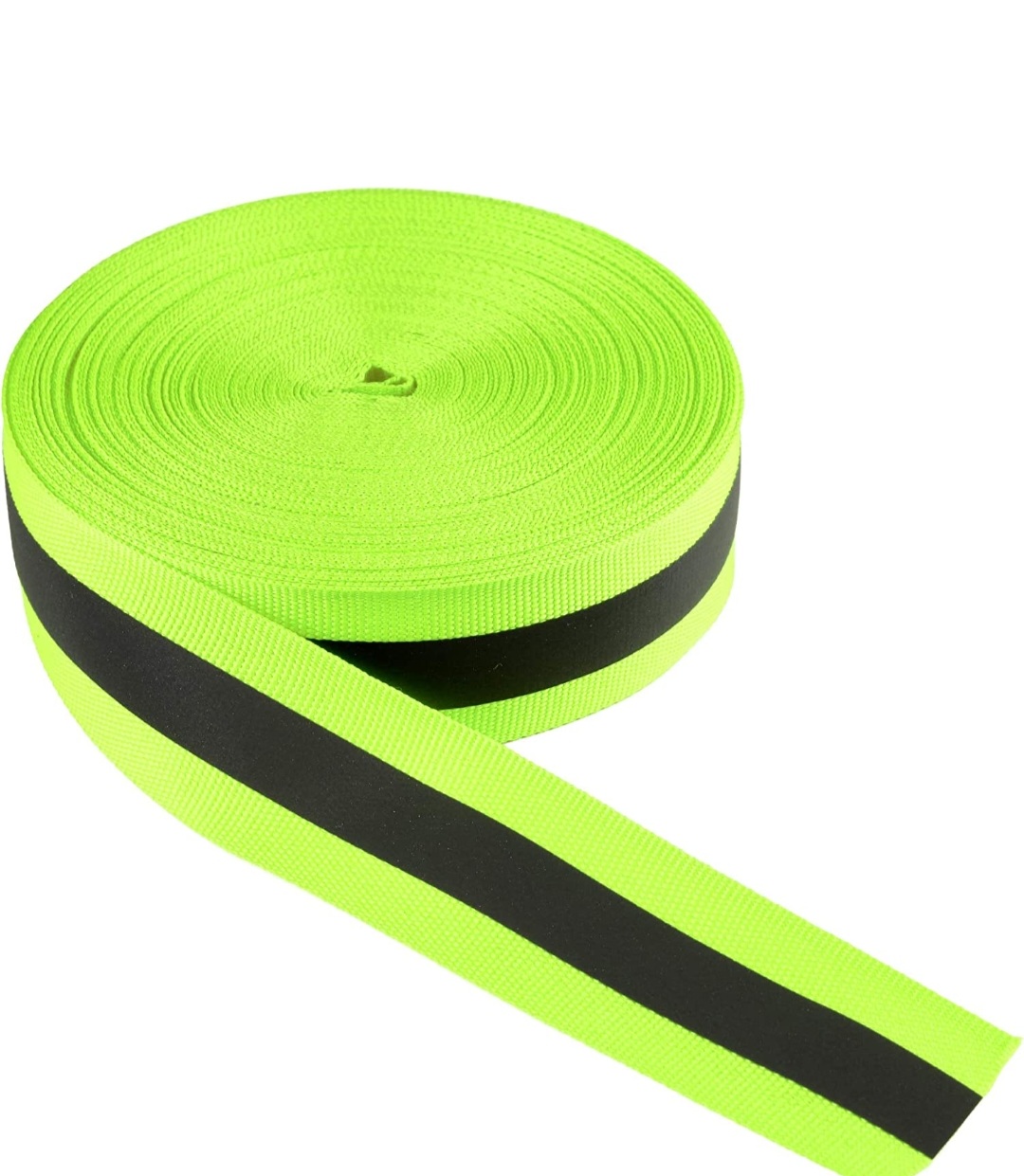 25mm Neon Ribbon with Silver Reflective High Visibility Strip