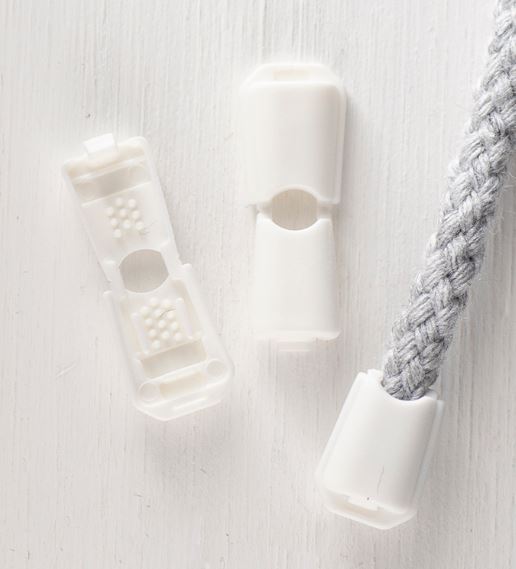 White Drawstring Cord Ends