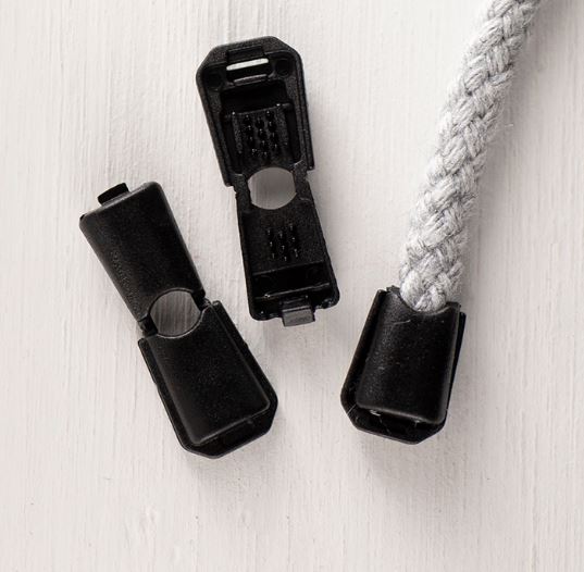 Black Drawstring Cord Ends