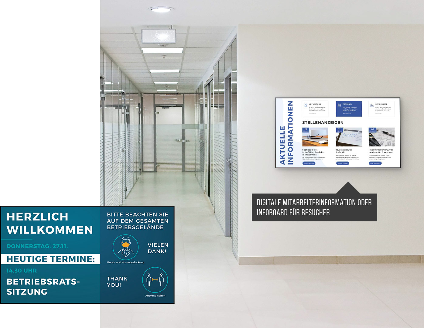 Digitale Mitarbeiterinformation in Unternehmen & Industrie | Wedeko Digital Signage