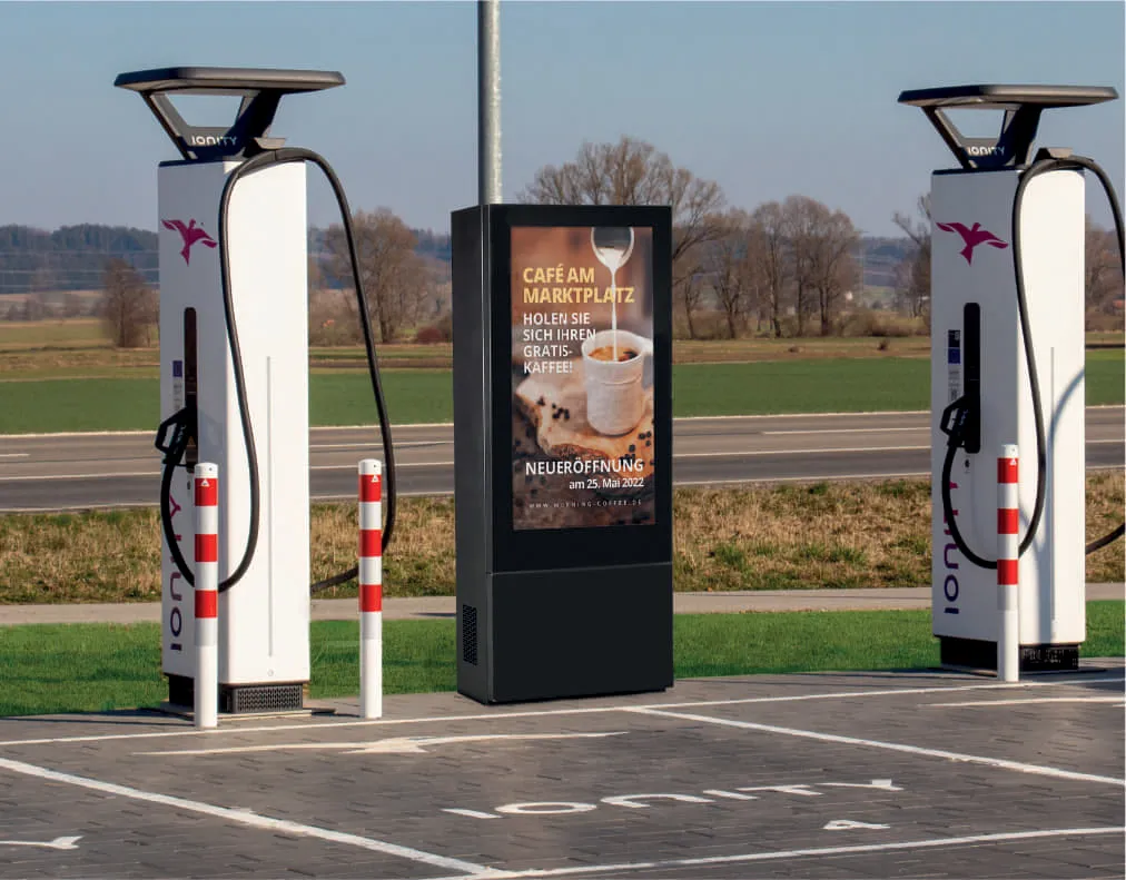 Digital advertising displays for e-charging stations and charging parks ...
