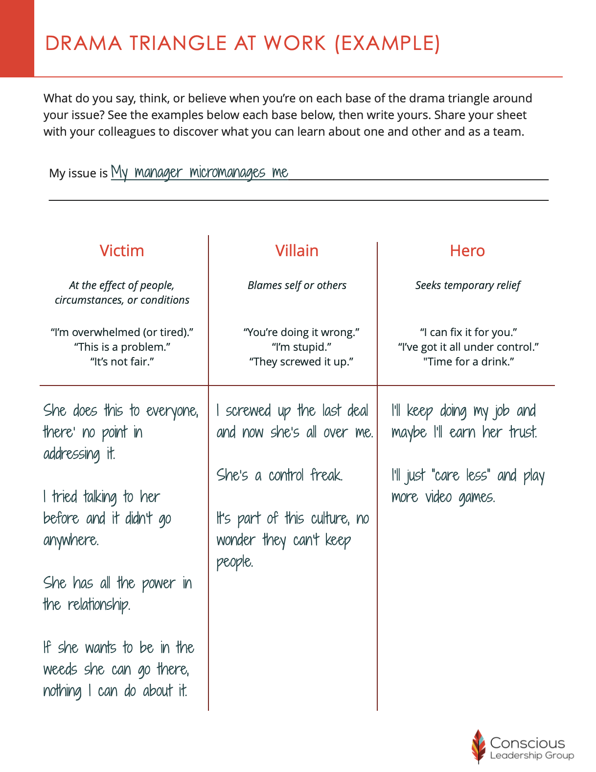 How to Use the Drama Triangle at Work | Conscious Leadership Group Blog