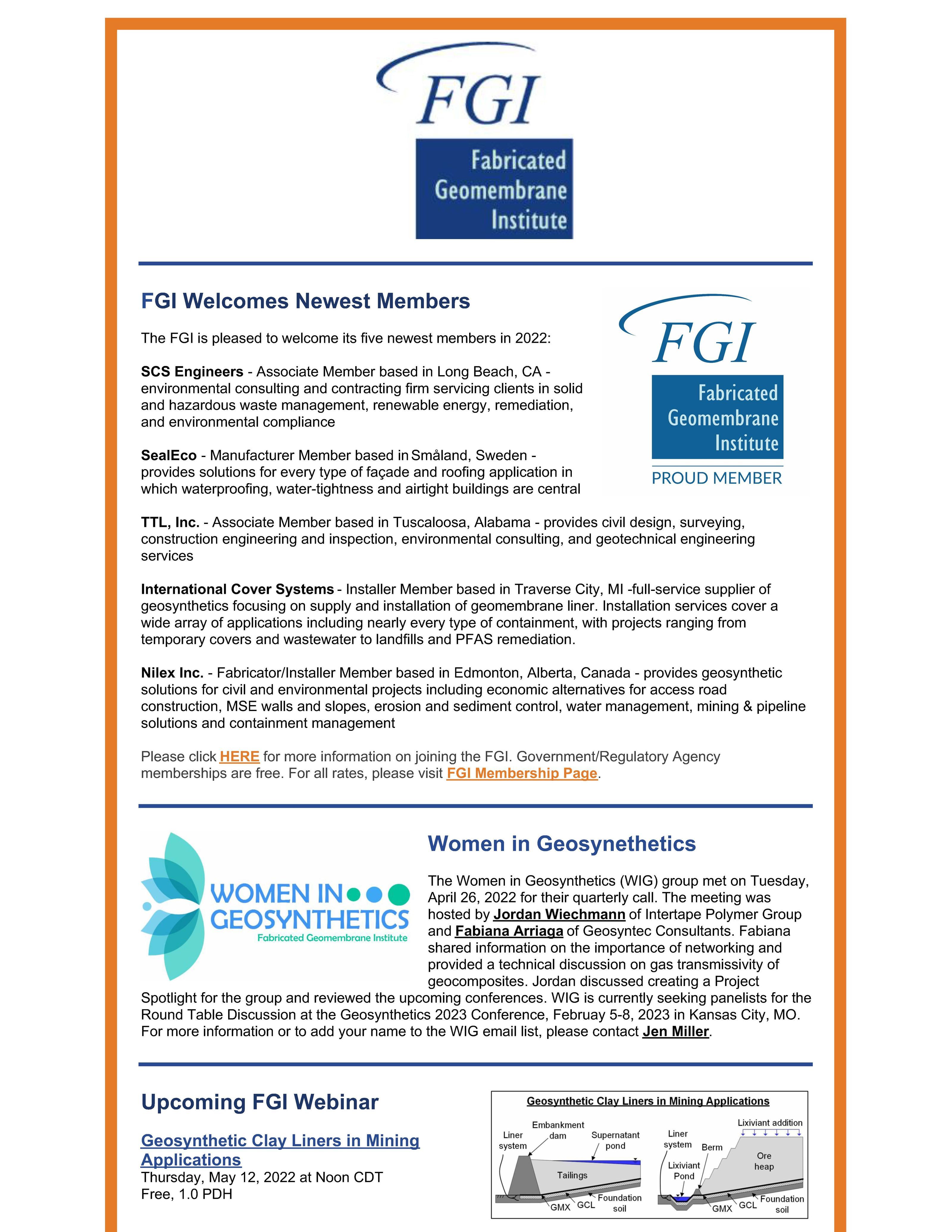 Fabricated Geomembrane Institute & Industry News