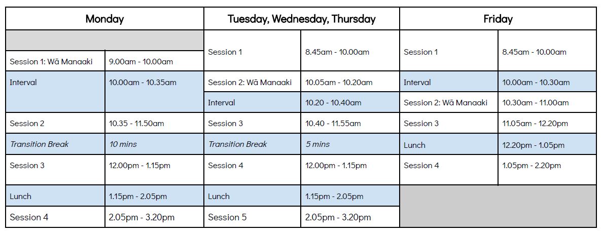 Timetable and Term dates
