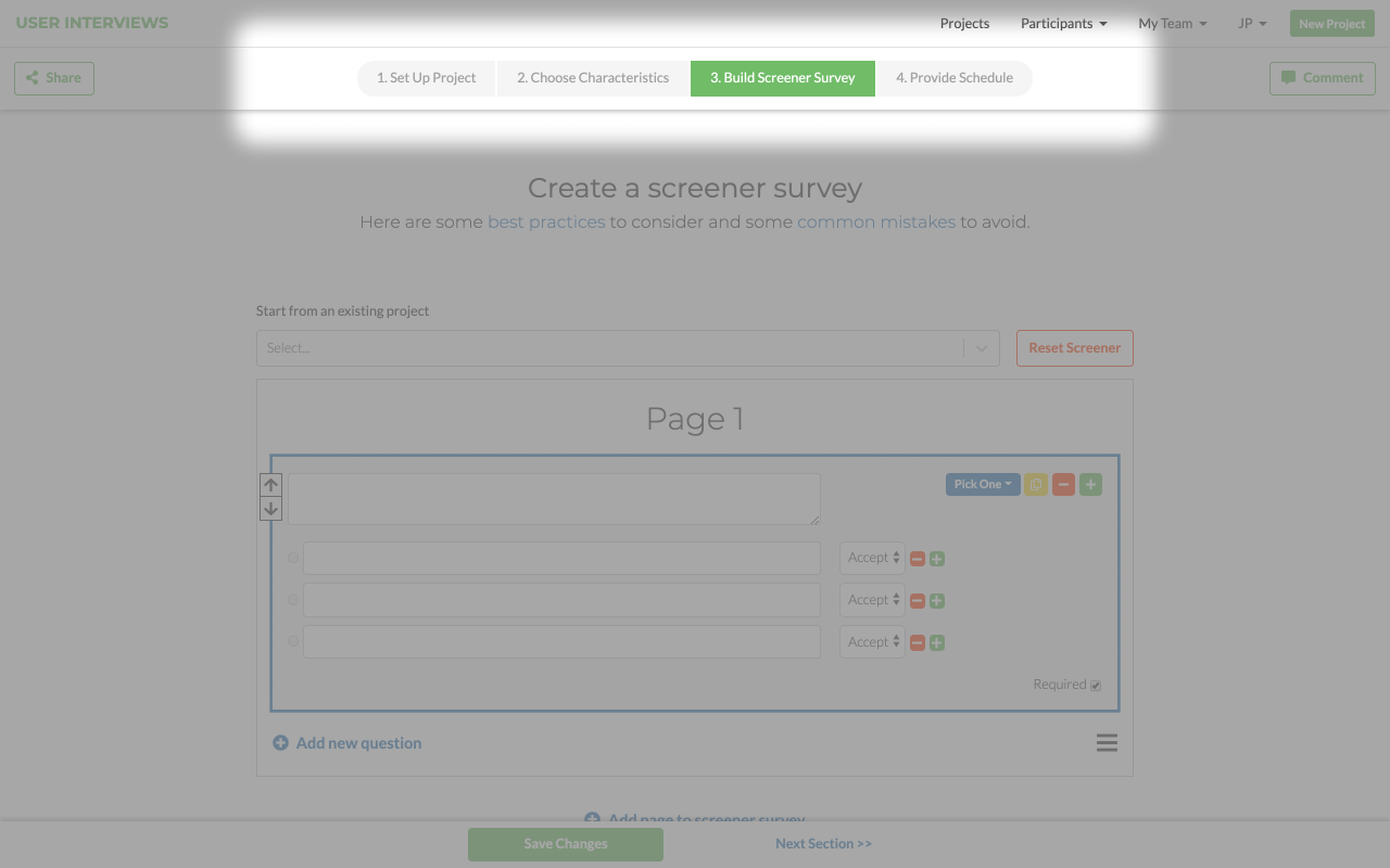 How do I reuse past screener surveys in new projects? | User Interviews
