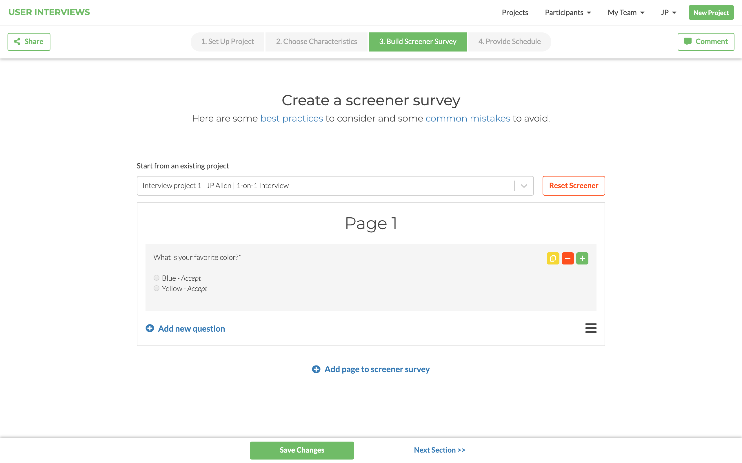 How do I reuse past screener surveys in new projects? | User Interviews