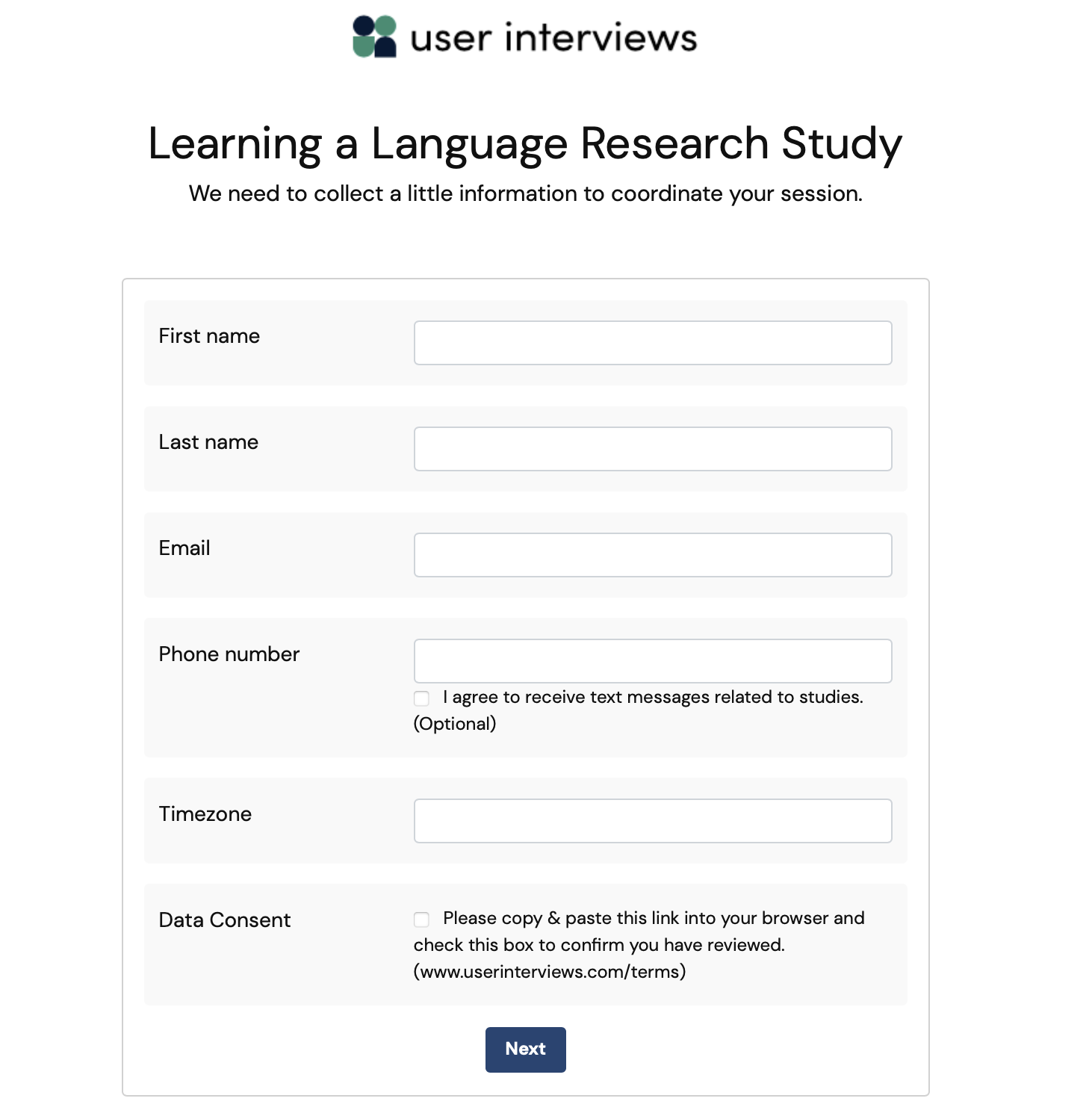 Invite participants to sign up for a Research Hub project | User Interviews