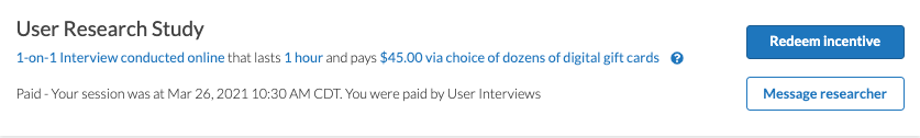 Redeem your incentive | User Interviews