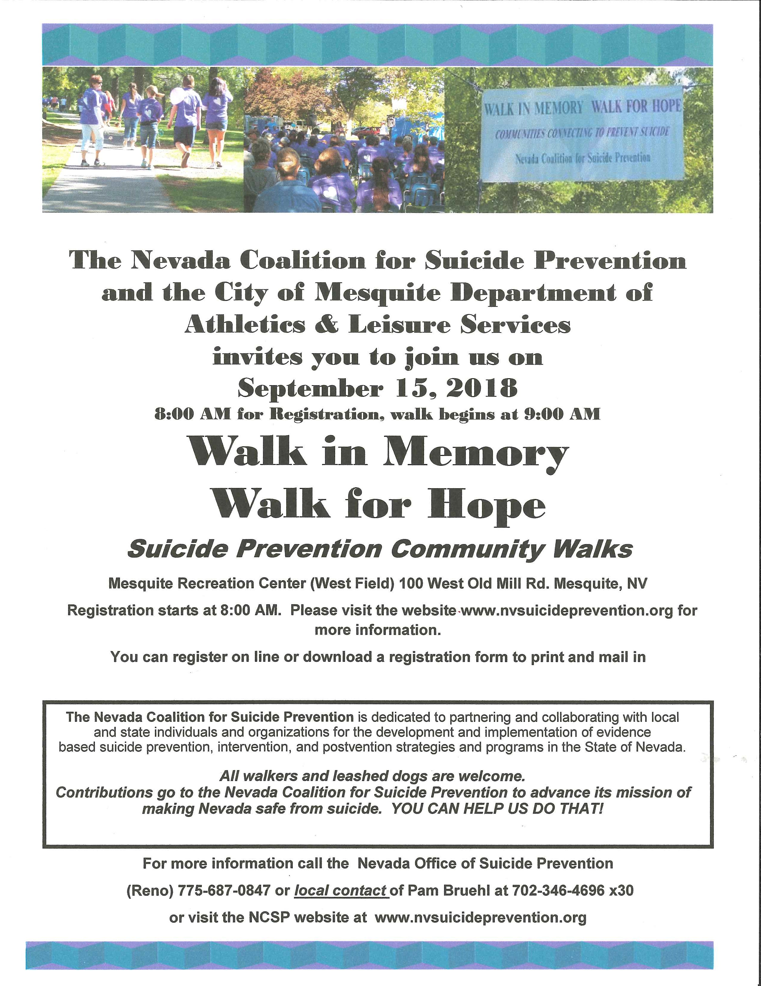 Walk in Memory, Walk in Hope - Sep 15, 2018 - Mesquite Recreation Center