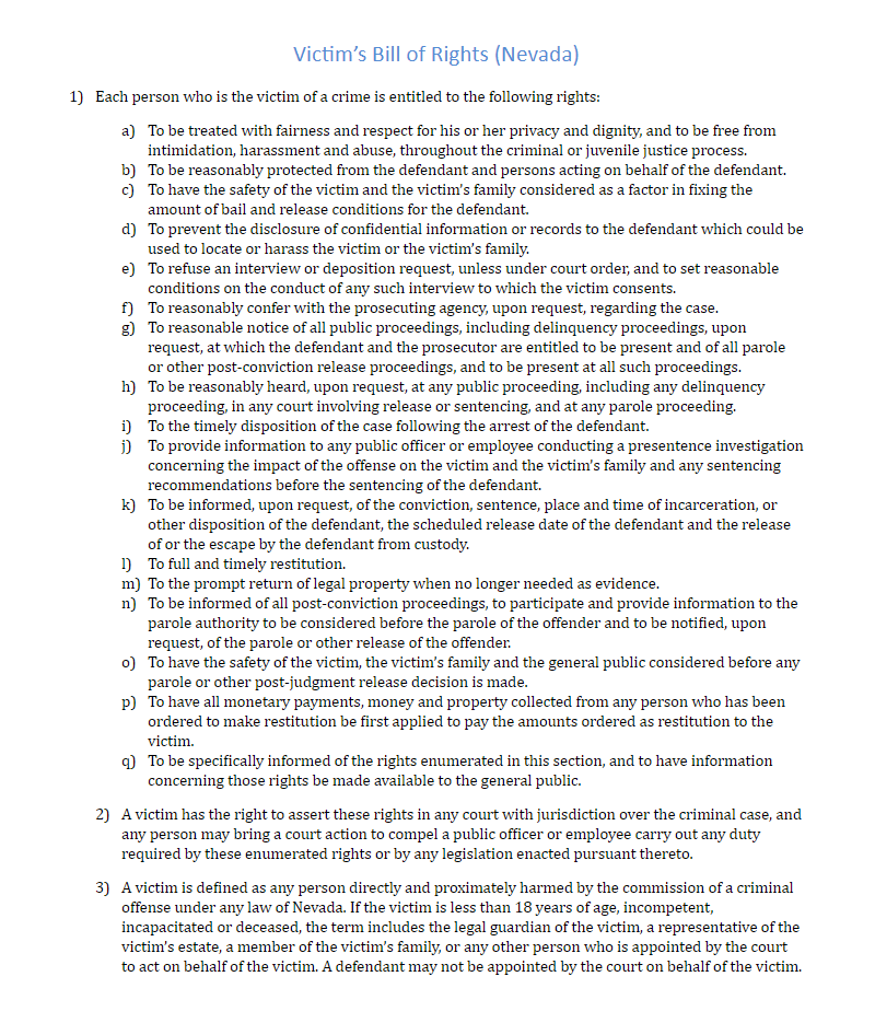 Victim's Bill of Rights