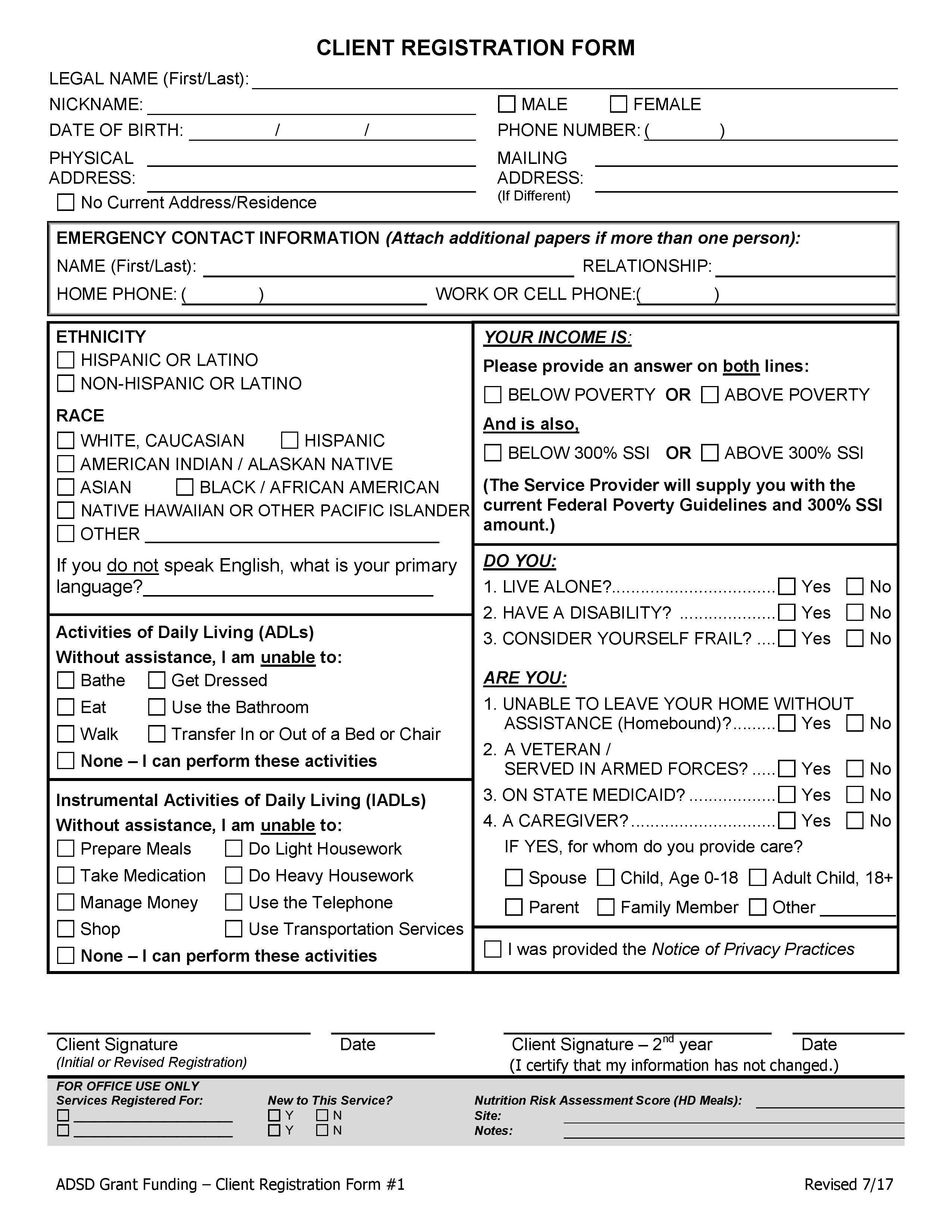 Homebound Client Form