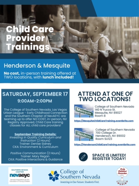 Child Care Provider Trainings - Sep 17, 2022 - College of Southern ...