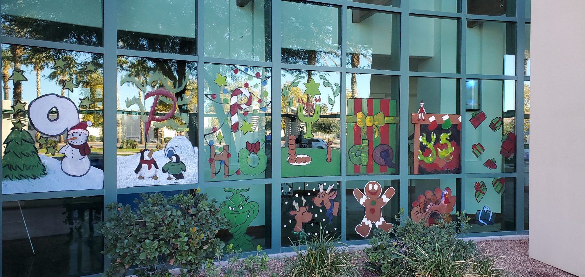 City Hall Holiday Window Painting