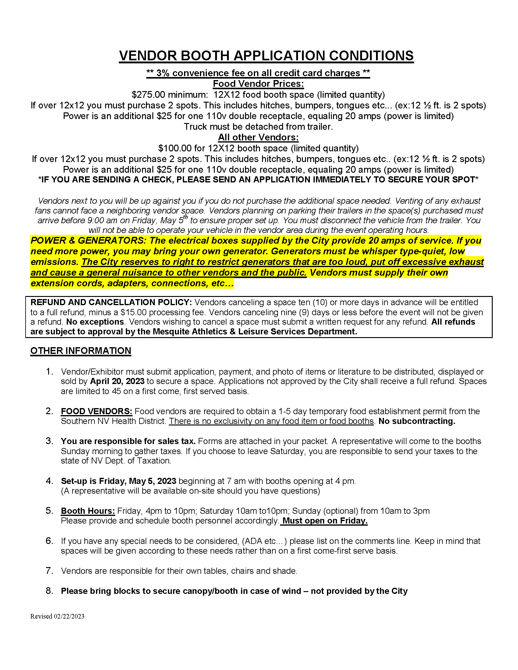 Mesquite Days Vendor Booth Application - May 3-7, 2023 - May 05, 2023 ...