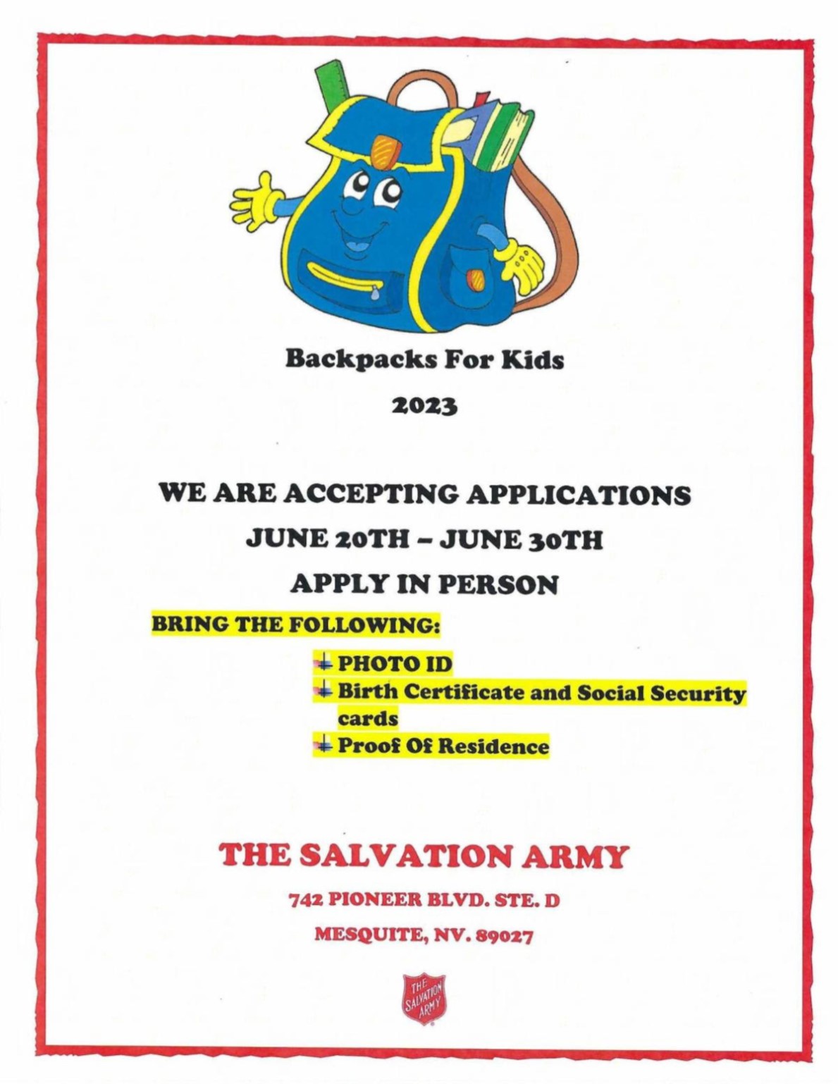 Backpacks for Kids - Salvation Army - Jun 20, 2023 - Salvation Army ...