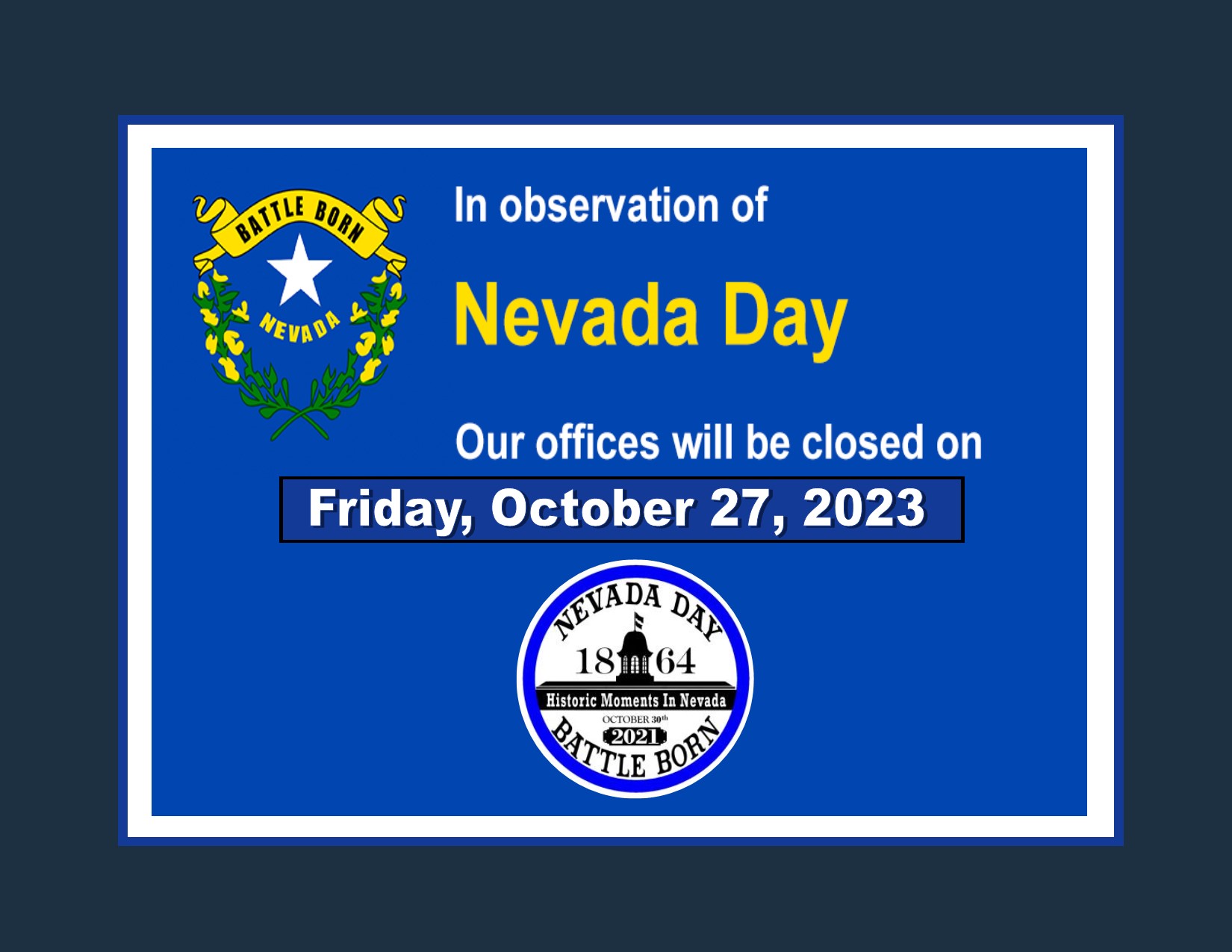 City Hall Closed on Friday for Nevada Day 2023