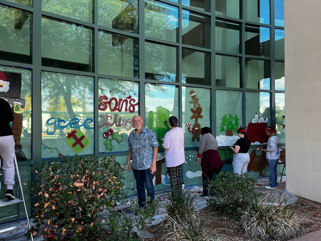 City Hall Holiday Window Painting 2023