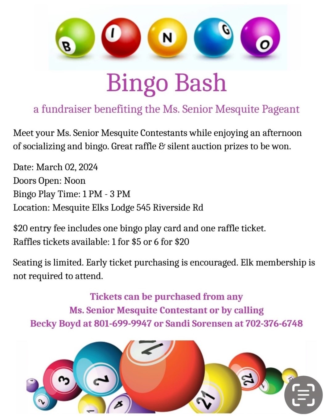 Bingo Bash - Mar 02, 2024 - Mesquite Elks Lodge