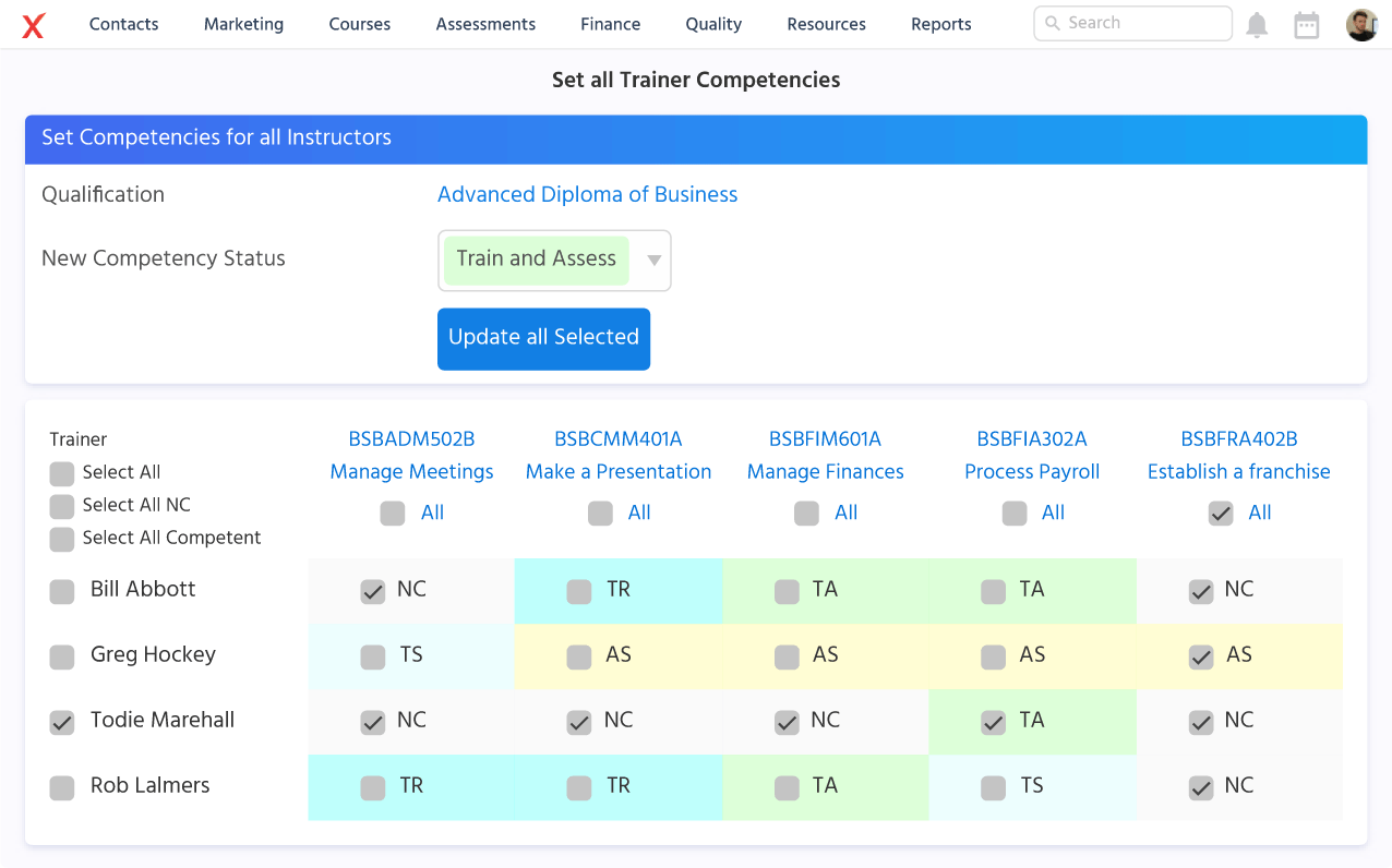 Trainer Competency Matrix - aXcelerate