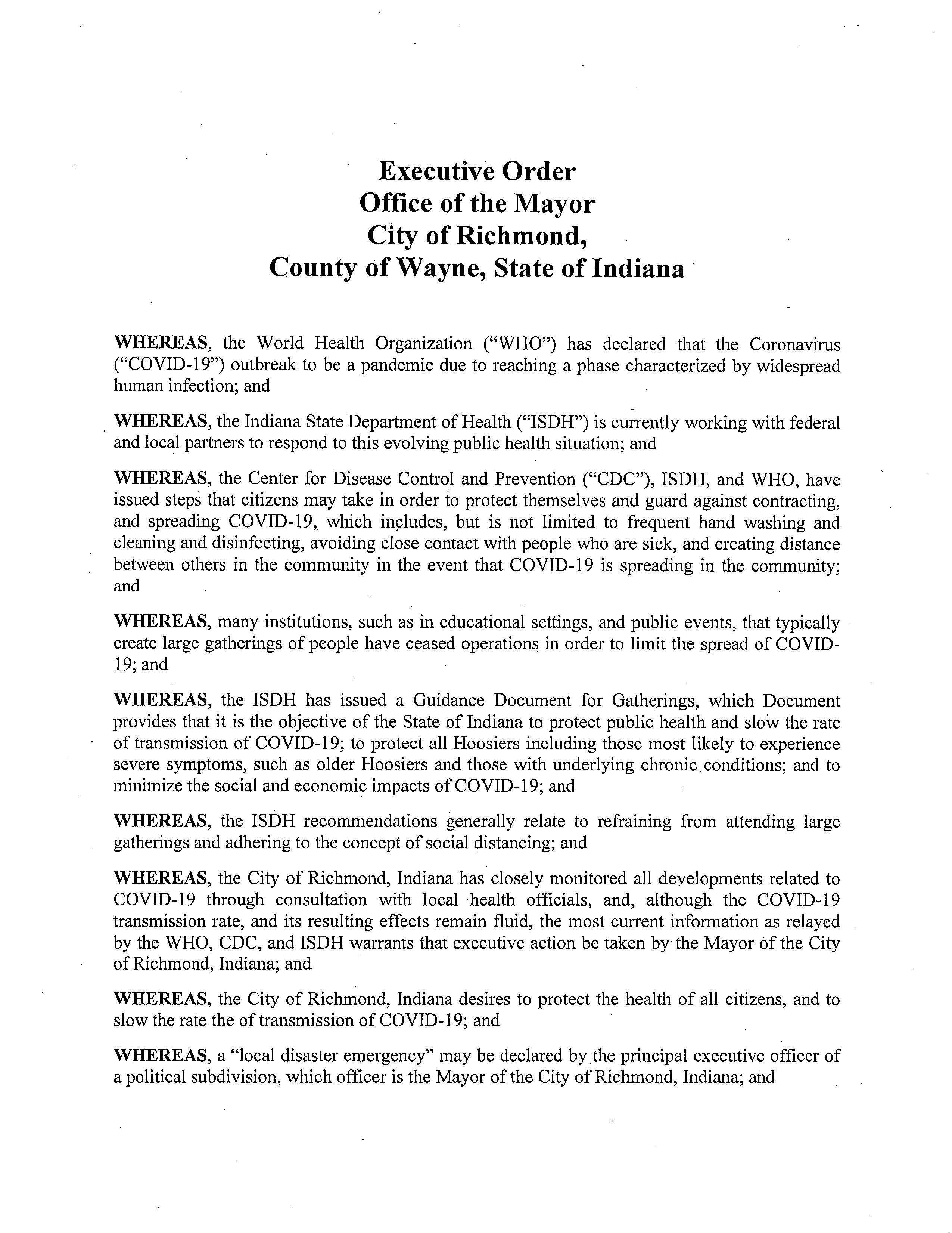 Mayor Issues COVID-19 Executive Order | City of Richmond