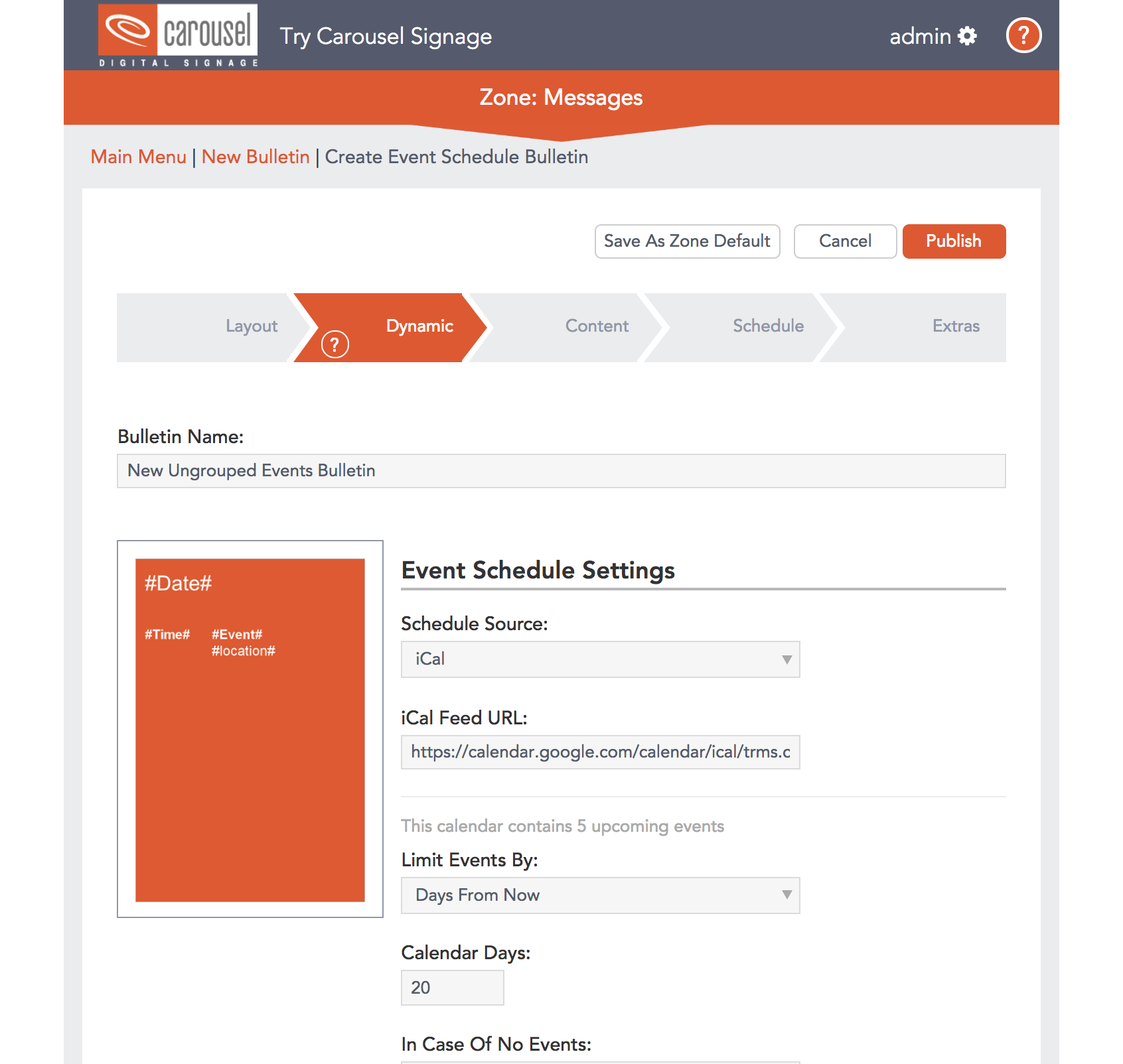 Carousel Digital Signage - API