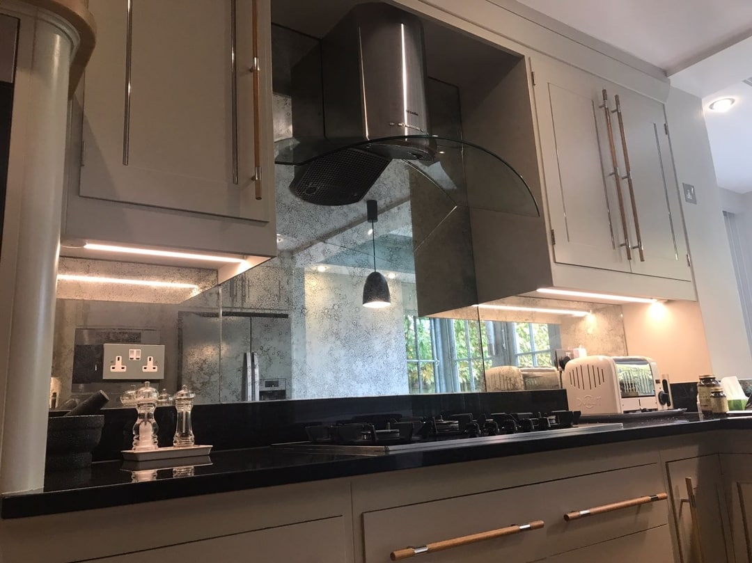 Bronze Vintage Antique Mirror Glass Kitchen - Saligo Design Project