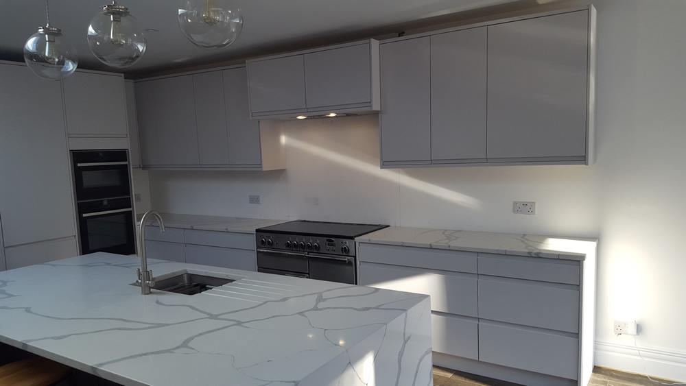 Kitchen splashback panels behind Aga - Saligo Design Project