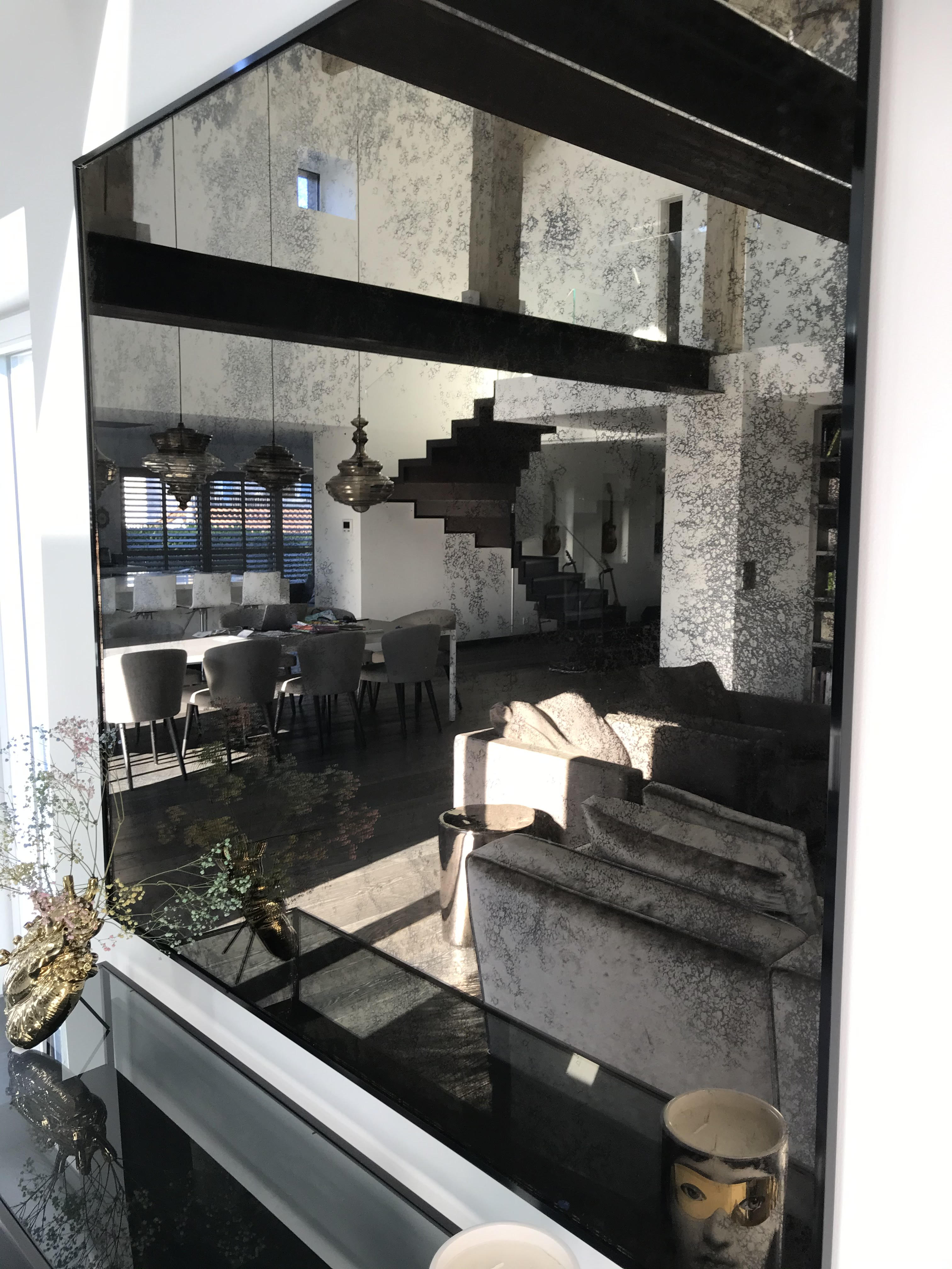 Bronze Vintage Mirror with Black Frame - Saligo Design Project