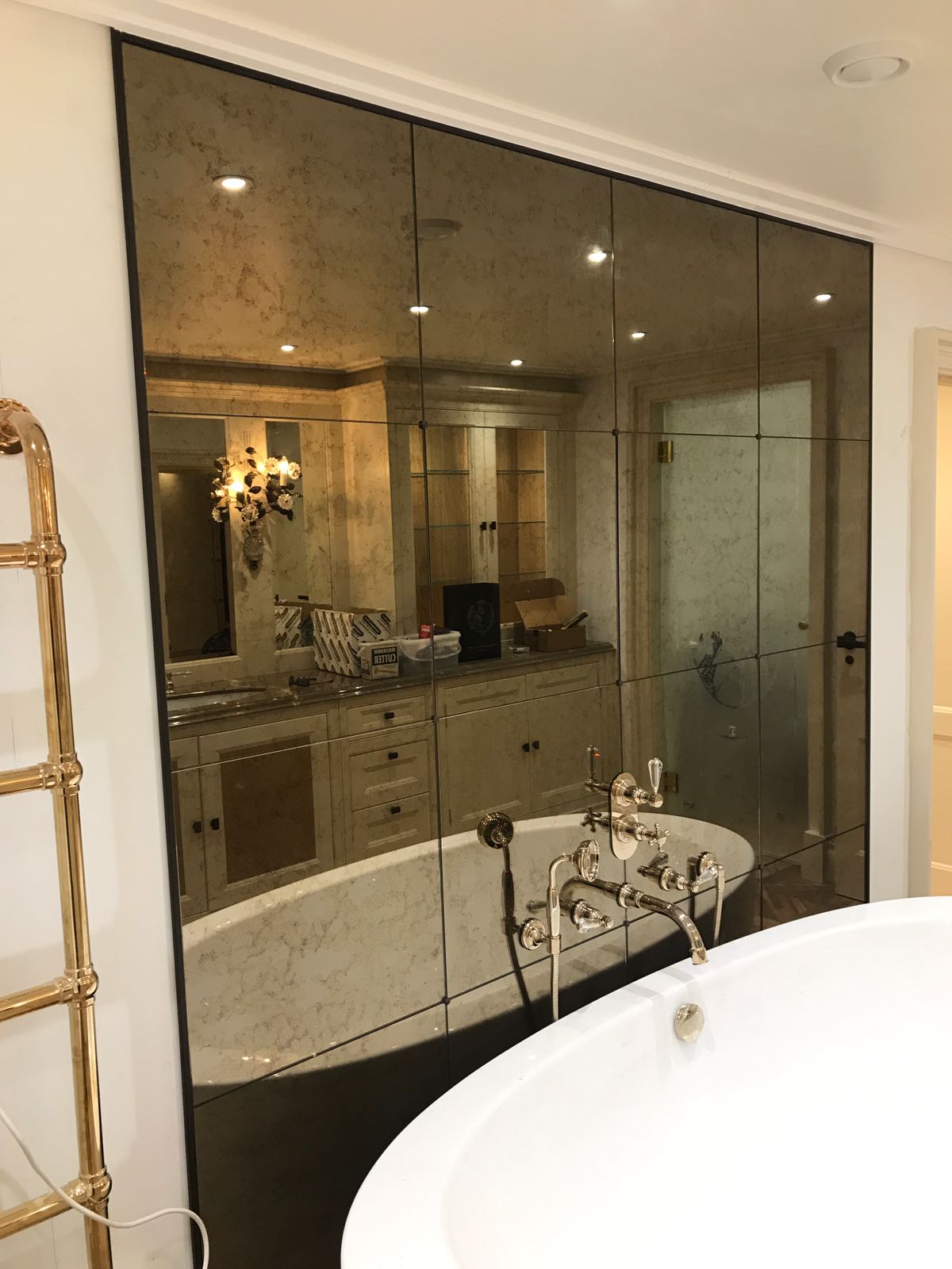 Bronze Marbled Antique Mirror Feature - Saligo Design Project