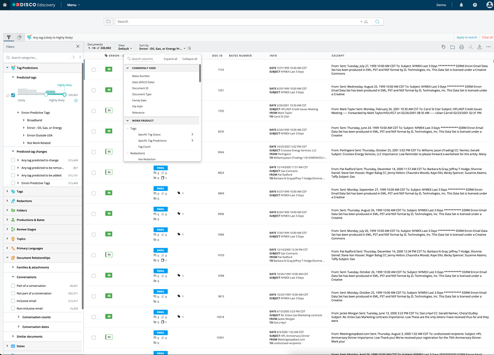 Powerful AI and analytics with DISCO Ediscovery