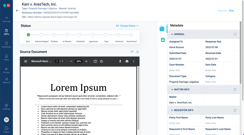 Manage all of your legal requests from a single system of record