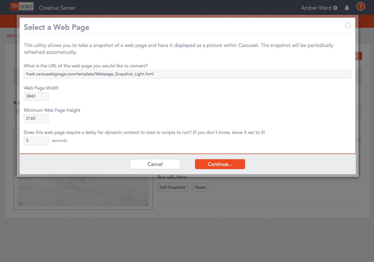 Carousel Digital Signage - Content : Webpage Snapshots