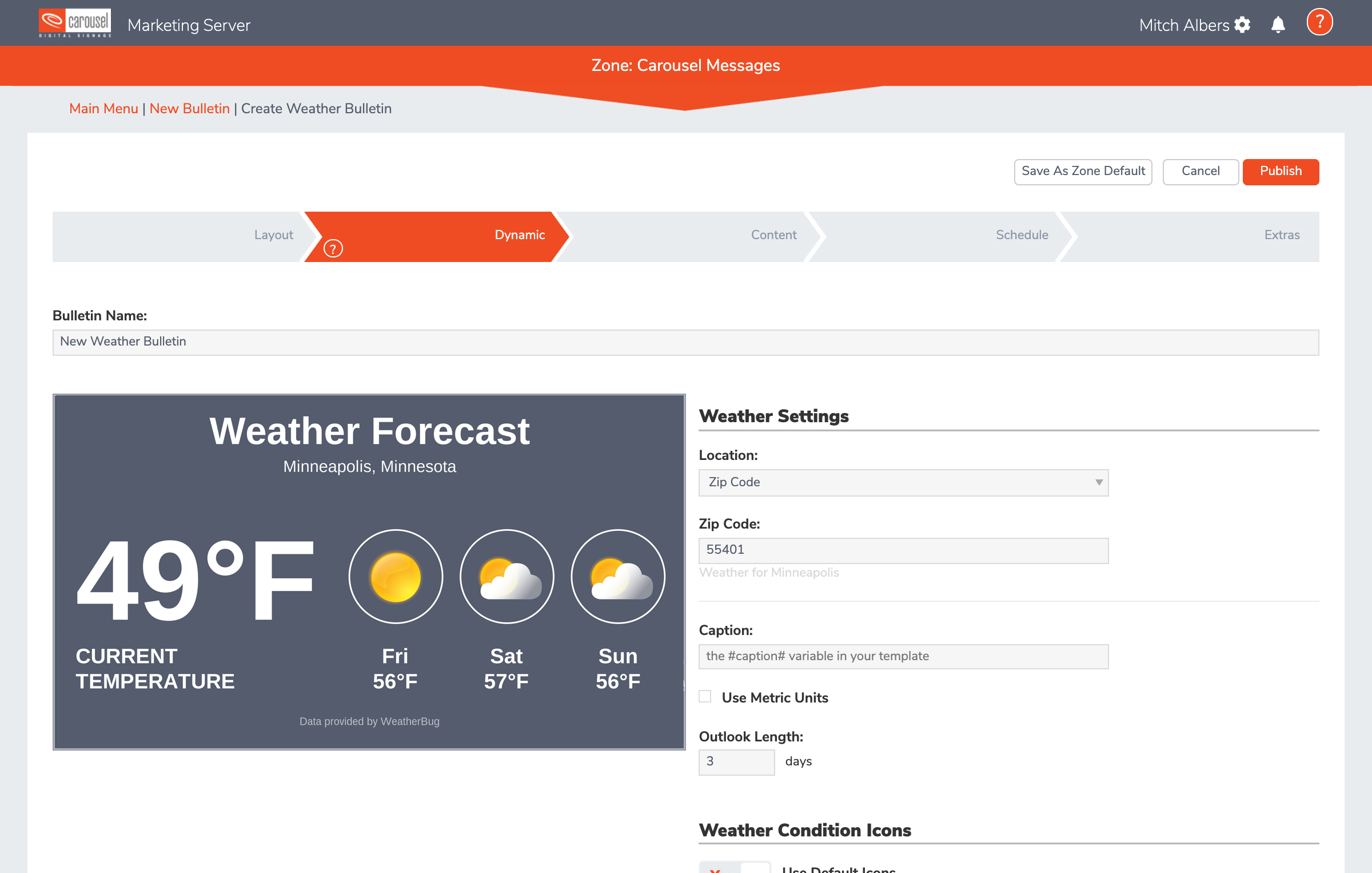 Carousel Digital Signage - Content : Weather
